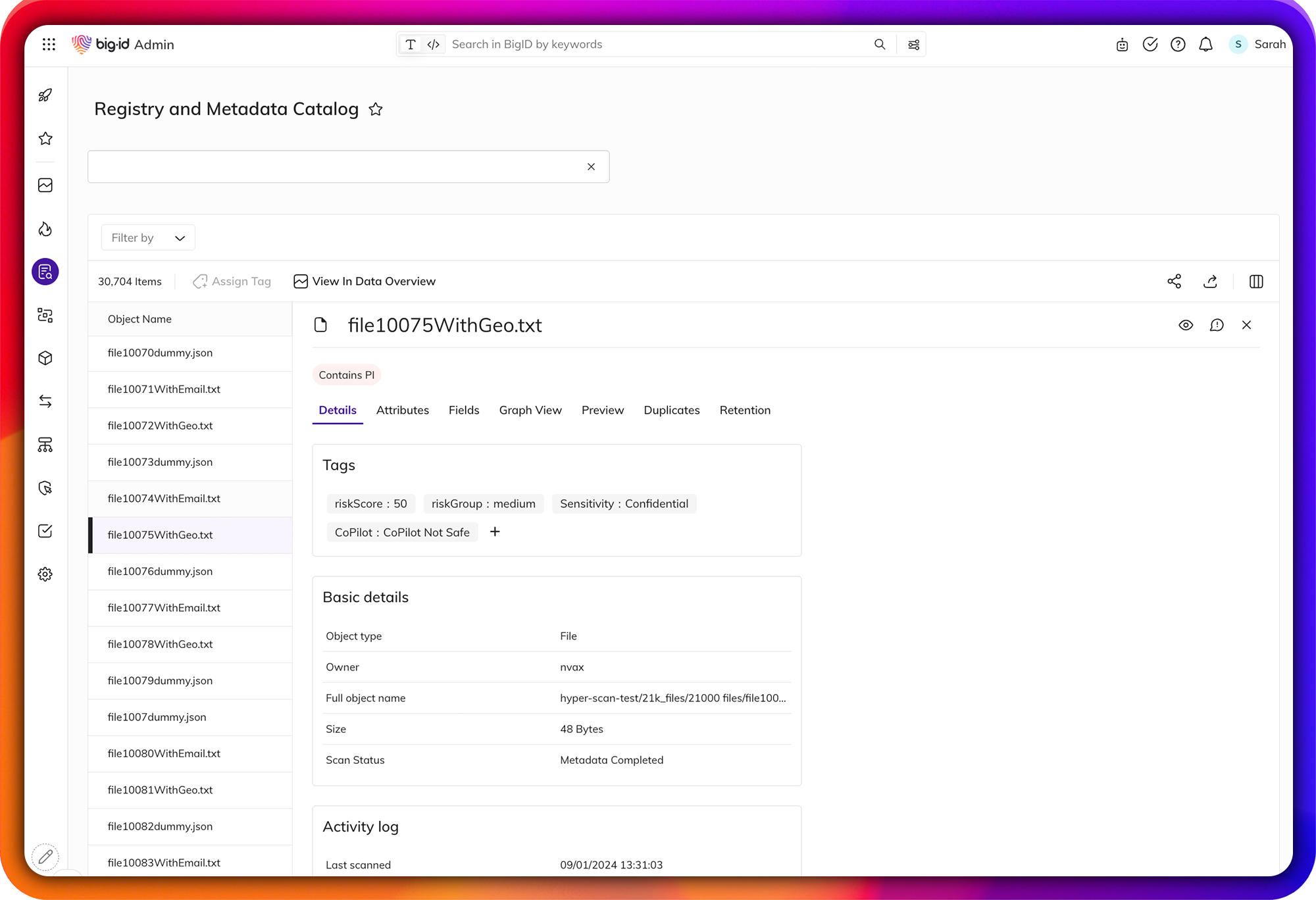 BigID for Data Governance